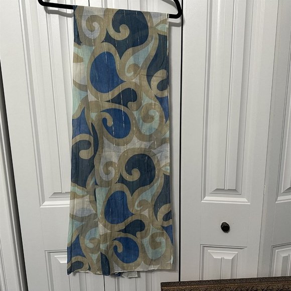 J. Crew Factory | Accessories | J Crew Scarf 22 X 72 Blue Beige Mod ...